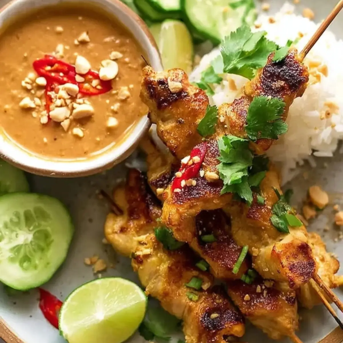 Thai Chicken Satay with Peanut Sauce – 5-Minute Recipe - Recipe by ...